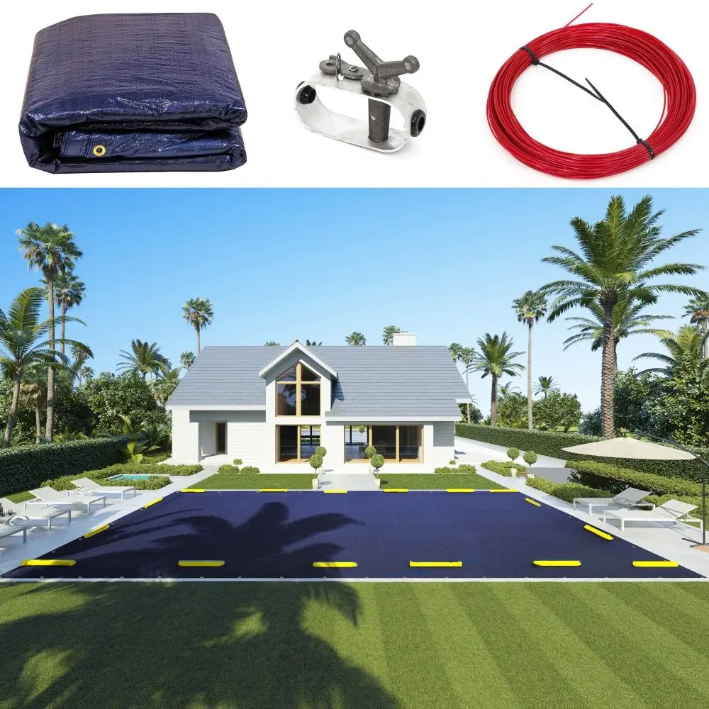 Navy Blue Winter Pool Cover with 4 ft. Overlap - Royal Shade USA